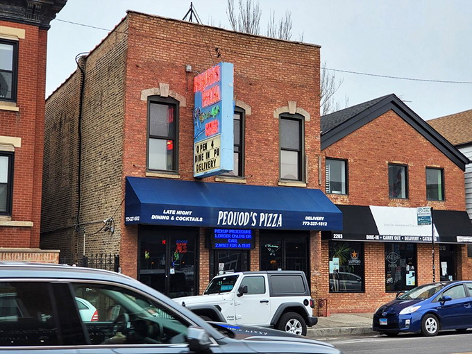 Classic Chicago brick meets modern pizza magic in this cozy neighborhood corner spot.