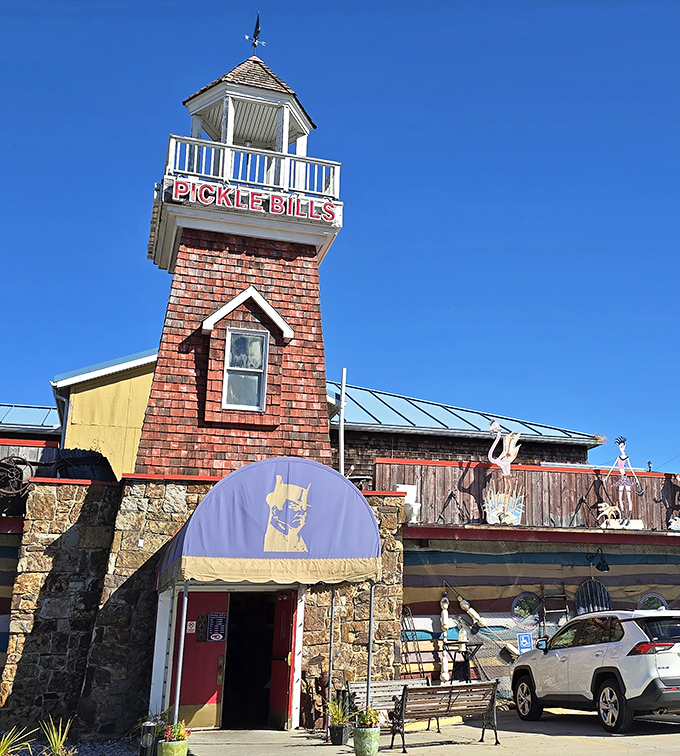 Pickle Bill's lighthouse tower stands guard over seafood treasures &ndash; part quirky landmark, part delicious destination!