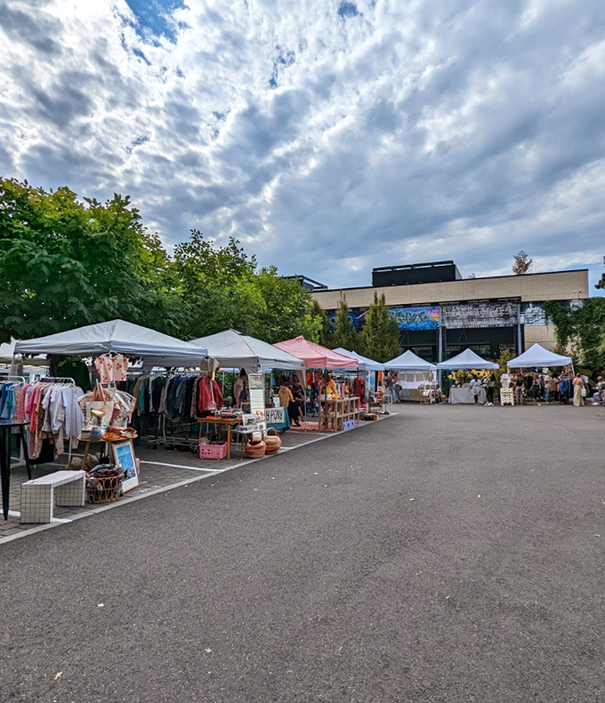 Portland Flea transforms an ordinary parking lot into a treasure hunter's paradise. White tents standing at attention, each guarding its own collection of wonders.
