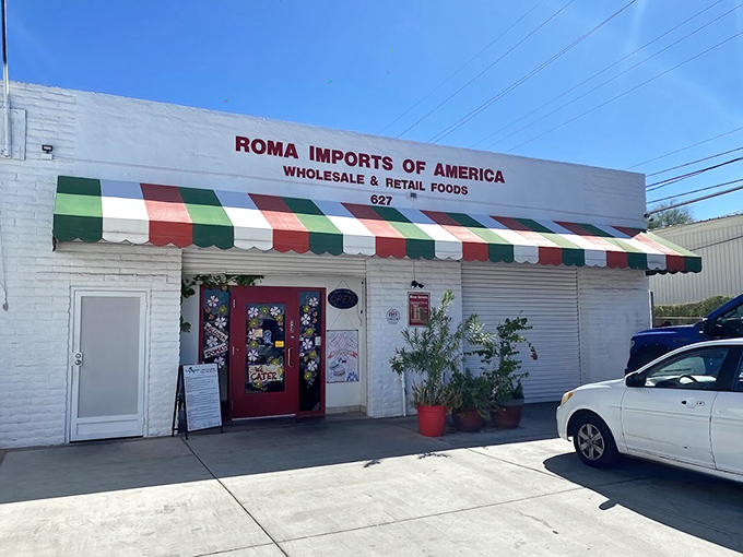 Behind this humble storefront lies a treasure trove of Italian imports and sandwich-making magic.