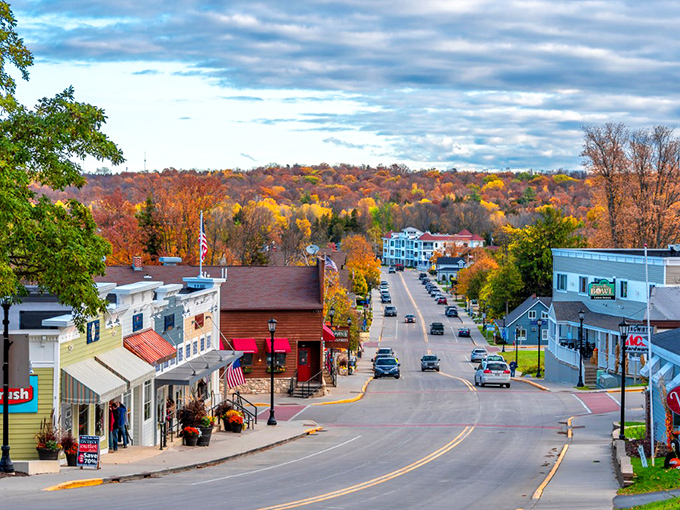 Sister Bay's main drag rolls right down to the water, making every stroll feel like a postcard come to life.