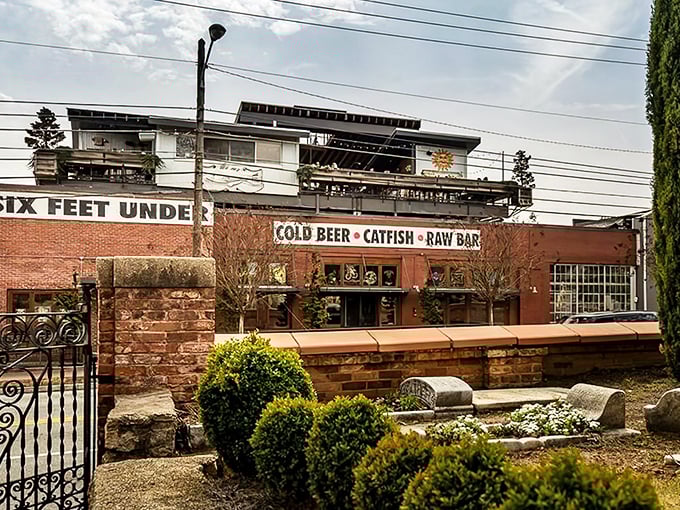 Six Feet Under's brick facade hides Atlanta's seafood paradise &ndash; where urban meets coastal with a side of skyline views.