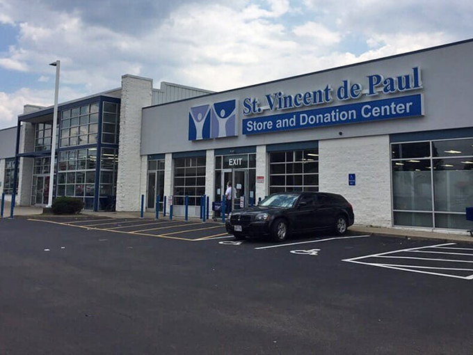 St. Vincent de Paul's modern facade hides a cavernous interior where yesterday's castoffs become tomorrow's treasures.