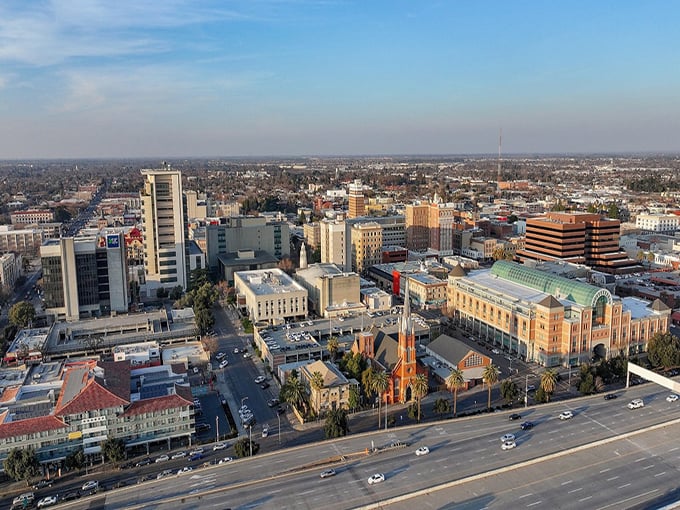 Stockton's skyline reflects off the Delta waters - who knew inland California could feel so nautical? 