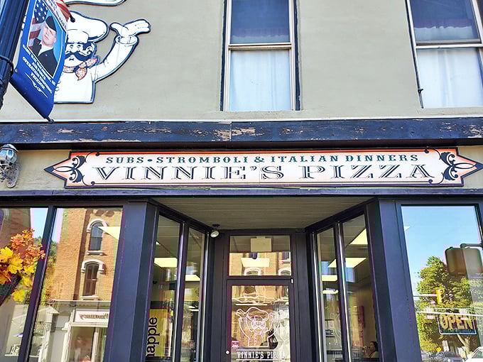 Small-town charm meets serious pizza credentials at Vinnie's &ndash; where "Subs, Stromboli & Italian Dinners" is just the beginning.