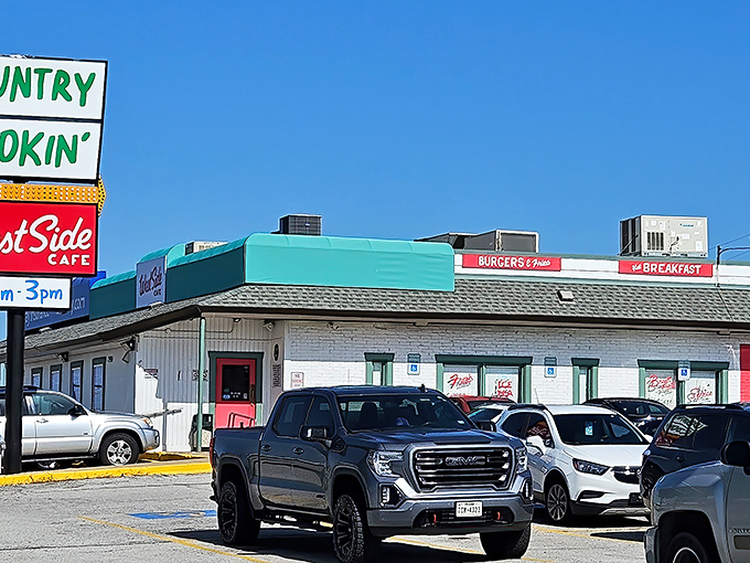 West Side Cafe's mint green exterior whispers "comfort food secrets" to those who listen.