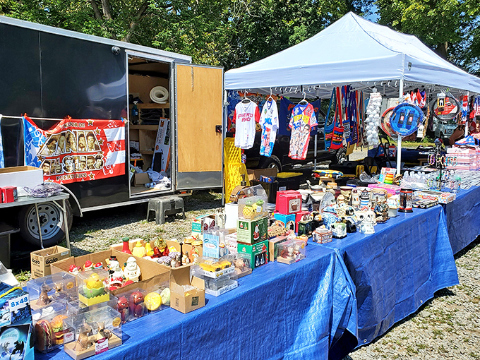 Indoor comfort meets outdoor excitement where every table holds potential surprises for savvy shoppers.