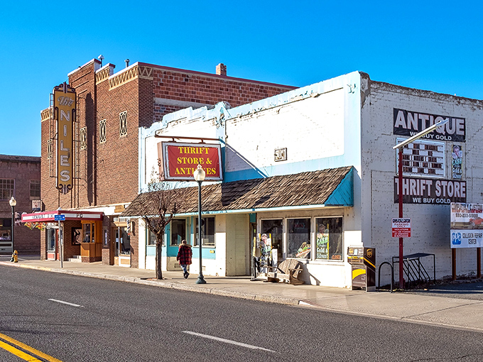Alturas' classic brick buildings stand proudly against the blue sky, like sentinels guarding the town's peaceful way of life.