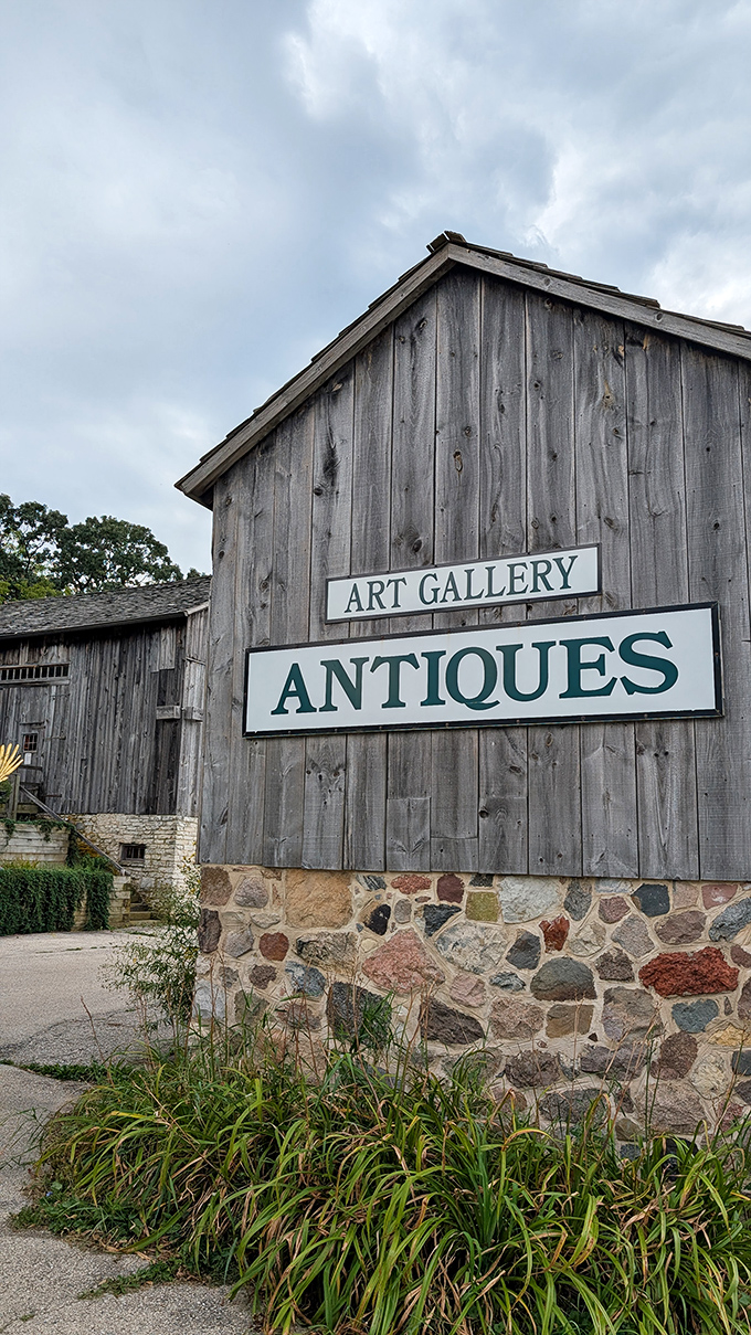 Where art meets antiquity in a weathered Wisconsin barn. The perfect backdrop for treasures that tell stories of yesteryear.