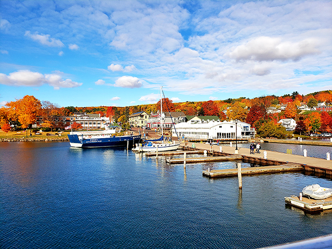 The harbor at Bayfield whispers tales of maritime adventures while sailboats dance on Superior's sparkling stage.