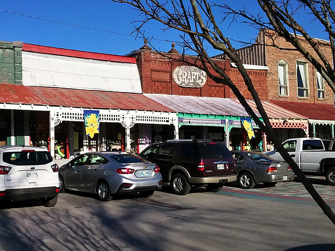Charming storefronts and vintage character define the warm, inviting streets of Bell Buckle, Tennessee, a perfect spot for local crafts.