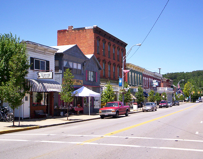 Classic storefronts in Bellville create the perfect backdrop for a relaxing afternoon of window shopping.