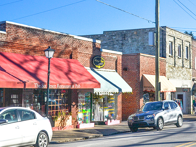 Classic mountain architecture lines these streets like old friends gathering for a perfect reunion.