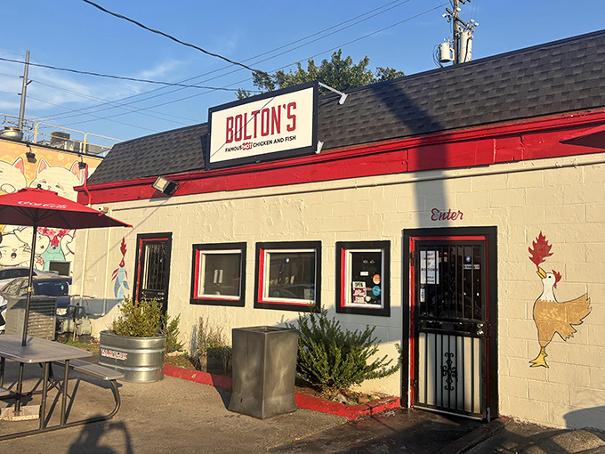 Bolton's simple storefront is Nashville's version of a spice speakeasy. That painted chicken on the wall knows what you're in for!