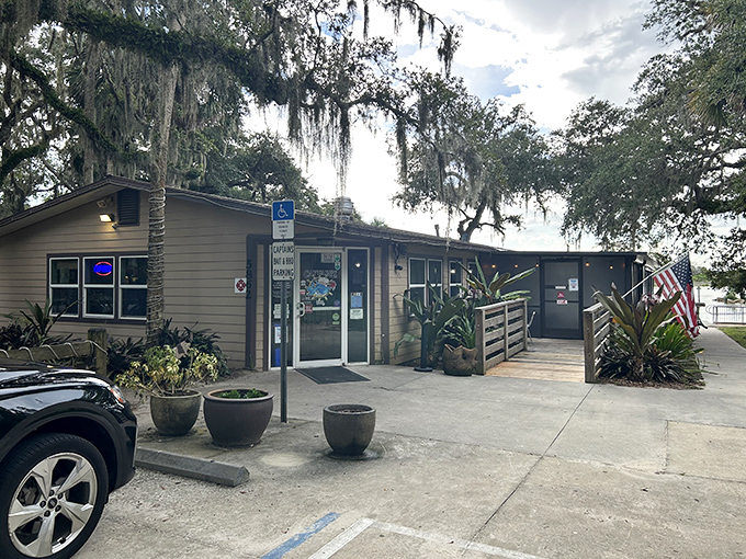 The American flag flies proudly outside this unassuming spot where smoke signals announce "serious barbecue ahead."