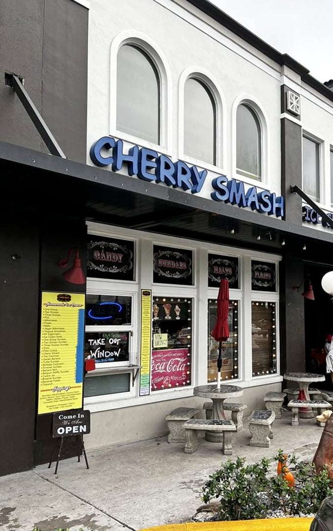 Clean lines and bright promises &ndash; sometimes the best milkshakes hide behind the simplest storefronts.