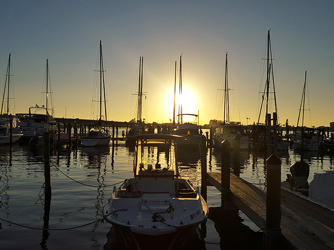 Sunset symphony in Cortez! As day turns to dusk, these sailboats create a silhouette show worthy of a standing ovation.