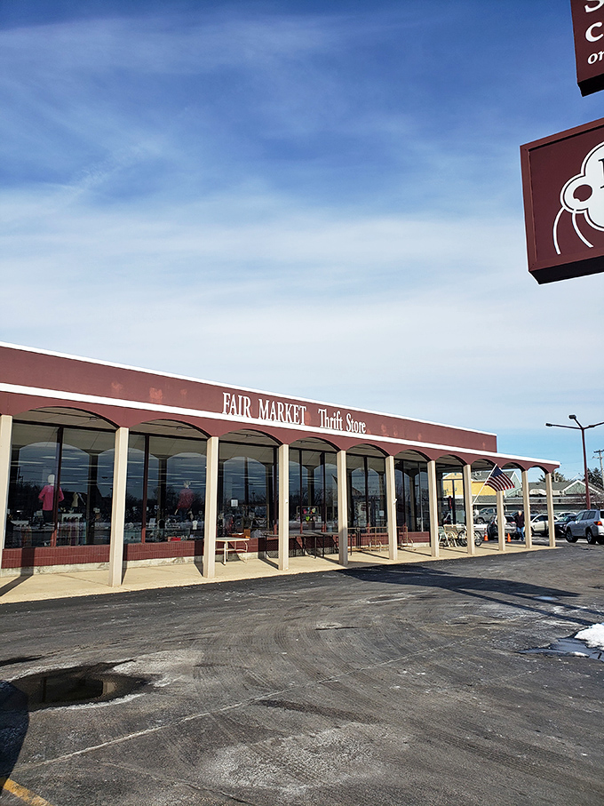 Those wide windows let you peek inside at the bargains waiting to brighten your day.