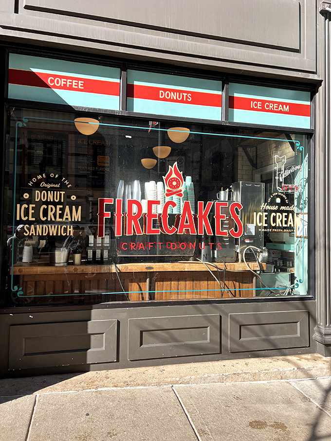 The vintage-meets-modern aesthetic of Firecakes perfectly frames their mouthwatering window display. Resistance is futile!