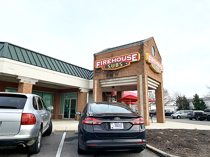 The red awning signals sandwich salvation &ndash; Firehouse Subs stands ready to rescue you from boring lunch options.