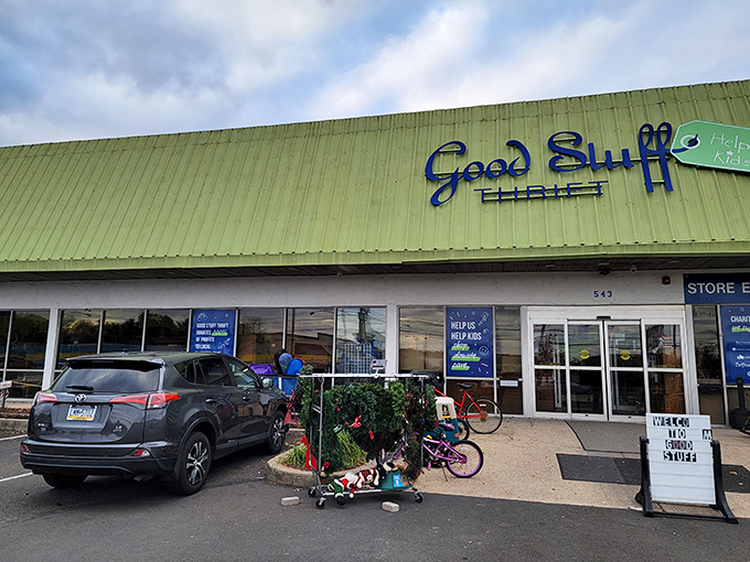 Bicycles and furniture await adoption outside Good Stuff Thrift. It's like a retirement community for household items looking for their second chapter.
