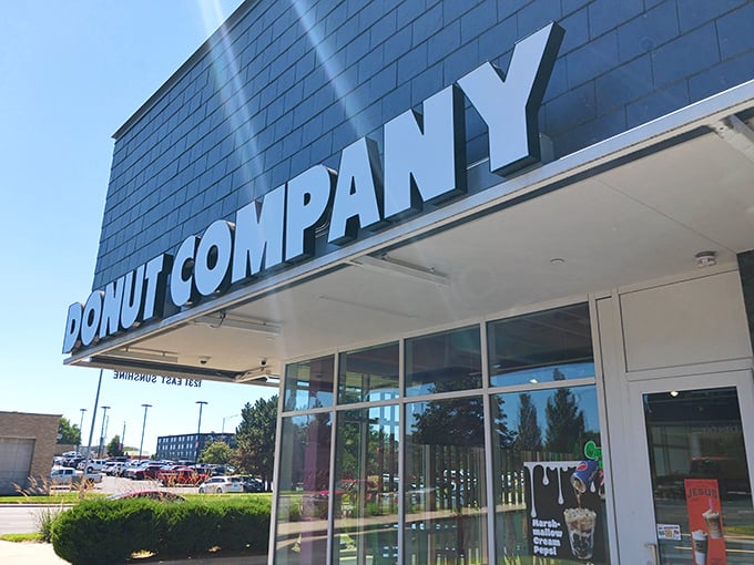 That modern storefront design hints at the creative donut artistry waiting inside this Springfield gem.