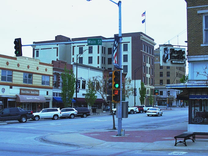 Main Street at dusk captures that magical moment when small-town Kansas transforms from bustling marketplace to peaceful evening sanctuary.
