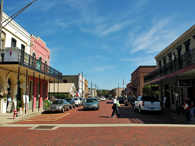 Brick streets and vintage storefronts create the perfect backdrop for leisurely strolls and window shopping adventures.