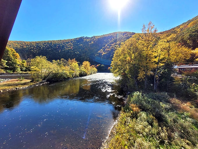 The Lehigh River curves through Jim Thorpe like a silver ribbon tying together mountains and memories.