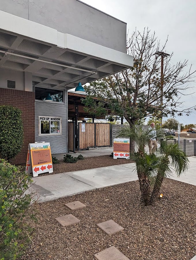Clean lines outside, messy fingers inside - that's the beautiful contradiction of great barbecue joints.
