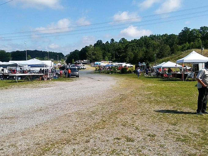 Covered comfort meets country charm in this perfectly organized treasure hunter's dream setup.