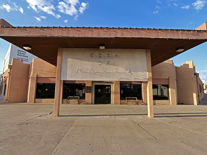 Where minimalist meets maximalist - Marfa's city hall embodies the town's perfectly quirky personality.