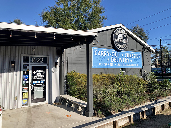 The corrugated metal exterior of Martin's hides Charleston's smoky treasures like a delicious secret.