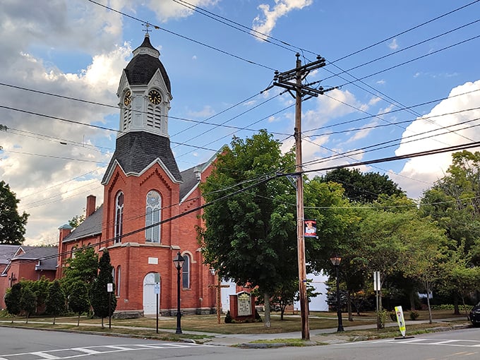 This red brick church with its soaring steeple has watched over Milford through wars, depressions, and countless Sunday services.