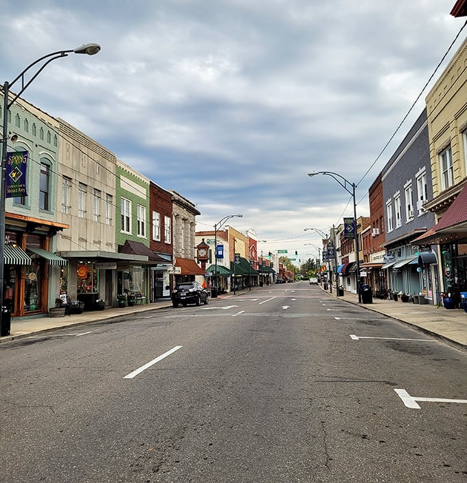 Small-town America at its finest - Mount Airy's downtown where every storefront tells a neighborly story.
