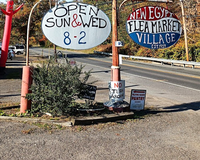 "Open Sun & Wed 8-2" &ndash; the sign that launches a thousand treasure hunts at New Egypt's quaint village market.