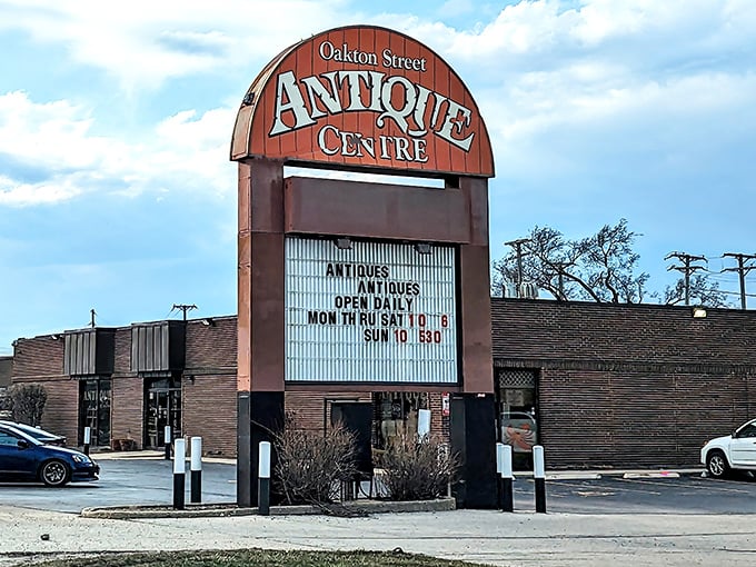 That distinctive arched sign stands like a portal to the past&mdash;your treasure-hunting adventure starts here.