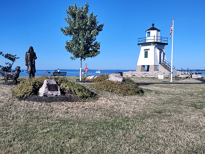 This charming lighthouse stands guard over Lake Erie like a faithful friend welcoming boaters home every evening.
