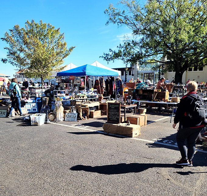Early birds catch the best deals as morning light illuminates this sprawling outdoor marketplace.