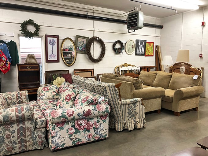 Cozy sofas lined up like old friends at a reunion. That floral pattern is practically begging to hear your life story!