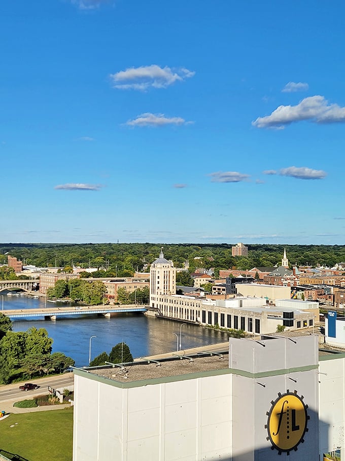 Tree-lined streets frame Rockford's revitalized core, offering big-city culture without the big-city cost of living headaches.