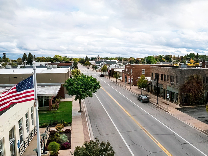 Rogers City's colorful downtown buildings line up like a box of crayons, each one adding character to this lakeside community.