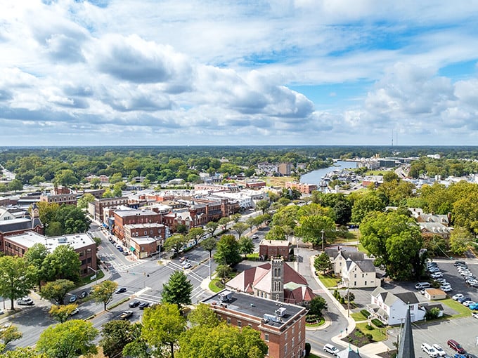 Bird's eye view of Salisbury shows a city that remembered to leave room for breathing.