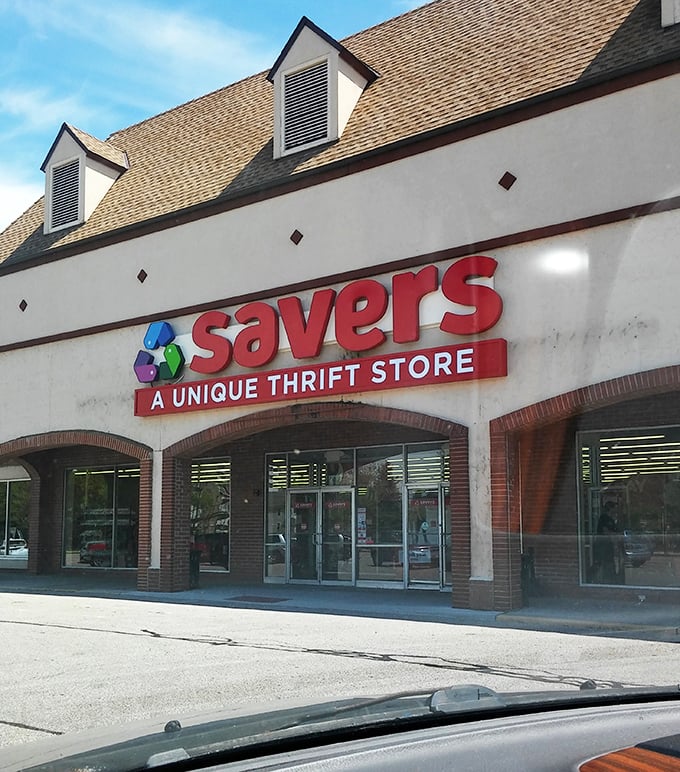 Behind that simple storefront lies a color-coded universe where yesterday's fashion finds tomorrow's admirers at delightfully modest prices.