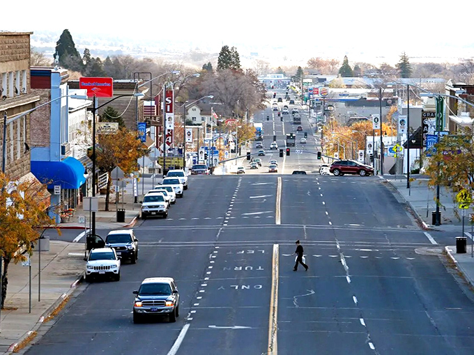 Fall's golden touch transforms Susanville into a postcard-perfect scene. Even Bank of America looks charming in this light!