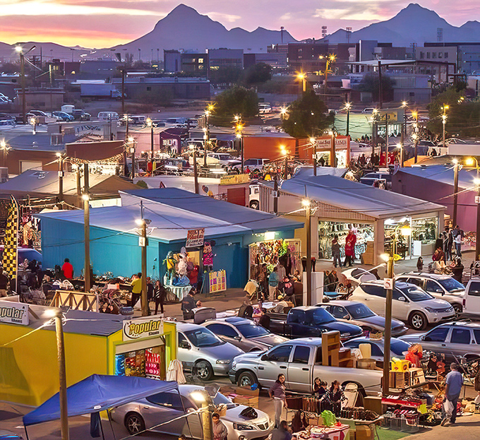 Hoodies in every color of the rainbow! This Tucson market turns shopping into a vibrant fiesta of fashion finds.