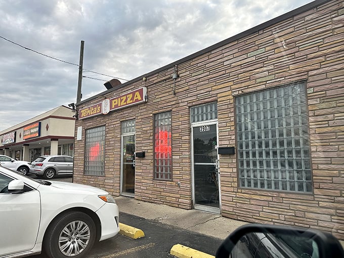 The neon glow of Terita's sign beckons hungry Columbus locals. This no-frills exterior promises pizza that needs no fancy introduction.
