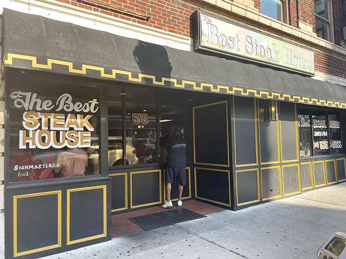 That classic black and gold storefront has been drawing St. Louis steak lovers for generations.