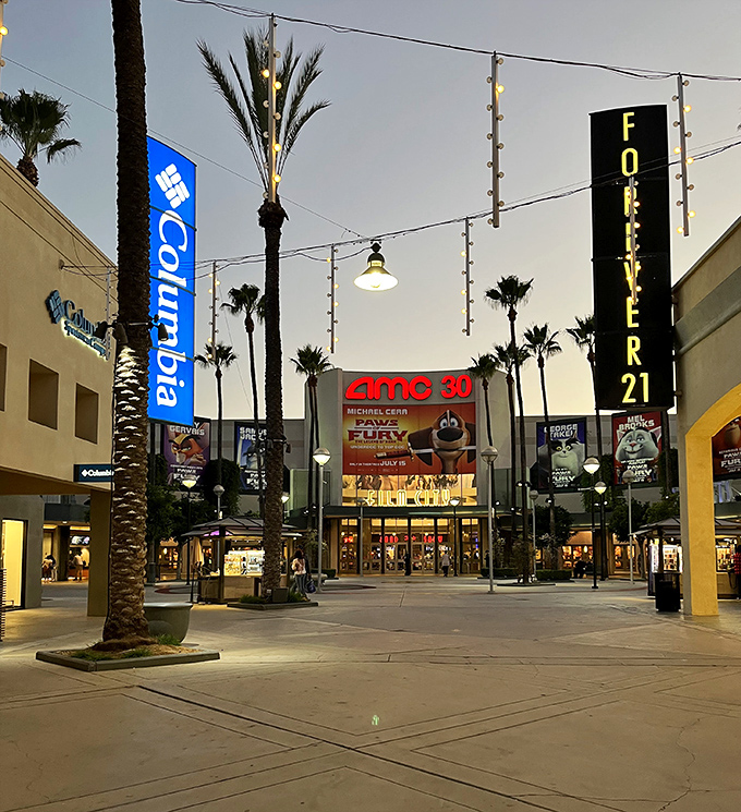 Palm-lined pathways lead to designer treasures while the California desert provides stunning natural shopping scenery.