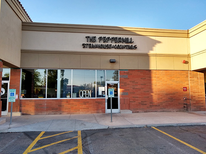 The sleek exterior hints at the sophisticated steaks waiting inside this popular neighborhood steakhouse destination.